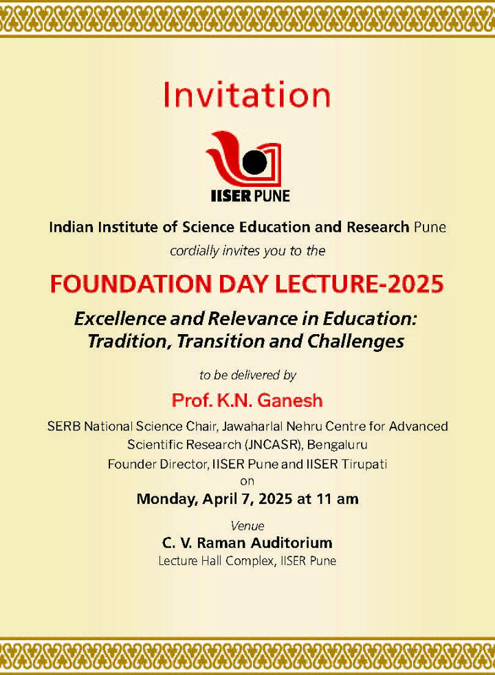 Foundation Day of IISER Pune Event - IISER Pune