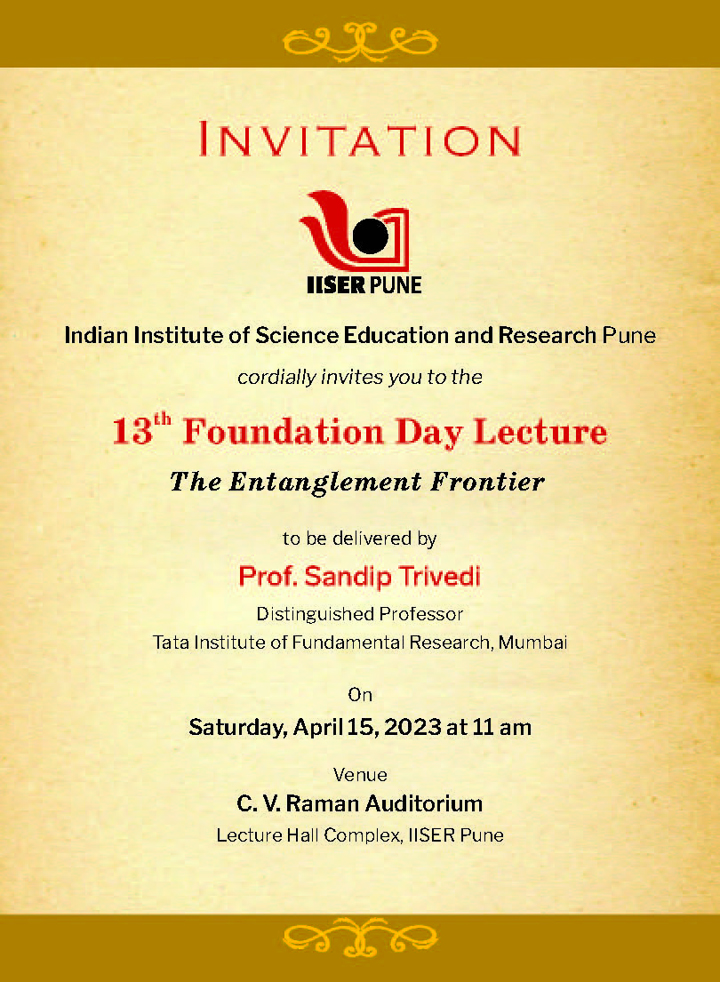 13th Foundation Day Function of IISER Pune Event - IISER Pune